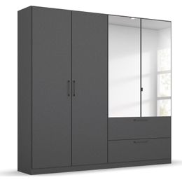 Drehtürenschrank Rauch "Kleiderschrank Schrank Garderobe Wäscheschrank CHALLENGER" Schränke Gr. B/H/T: 181,0 cm x 197,0 cm x 54,0 cm, 4 St., grau (grau metallic) mit Spiegeltüren und geräumigen Schubladen MADE IN GERMANY