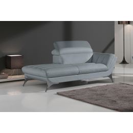 Recamiere Egoitaliano "Sueli, extravagantes Design und erstklassiger Sitzkomfort", blau (himmel), B:180cm H:100cm T:110cm, Leder »NUVOLE« (Echtes Rindsleder). Halbnatürliches, halbnarbiges Rindsleder mit einer natürlichen Körnung von 1, 2 bis 1, 4 mm. Dieses Leder hat eine weiche, wachsartige Hand mit mattem Aussehen und einem Wolkeneffekt. Es handelt sich um ein Naturleder, das die ursprünglichen