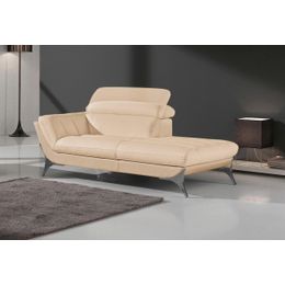 Recamiere Egoitaliano "Sueli, extravagantes Design und erstklassiger Sitzkomfort", beige (champagner), B:180cm H:100cm T:110cm, Leder »NUVOLE« (Echtes Rindsleder). Halbnatürliches, halbnarbiges Rindsleder mit einer natürlichen Körnung von 1, 2 bis 1, 4 mm. Dieses Leder hat eine weiche, wachsartige Hand mit mattem Aussehen und einem Wolkeneffekt. Es handelt sich um ein Naturleder, das die ursprüngl