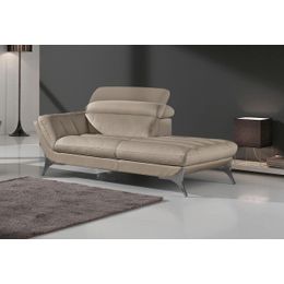 Recamiere Egoitaliano "Sueli, extravagantes Design und erstklassiger Sitzkomfort", grau (taupe), B:180cm H:100cm T:110cm, Leder »NUVOLE« (Echtes Rindsleder). Halbnatürliches, halbnarbiges Rindsleder mit einer natürlichen Körnung von 1, 2 bis 1, 4 mm. Dieses Leder hat eine weiche, wachsartige Hand mit mattem Aussehen und einem Wolkeneffekt. Es handelt sich um ein Naturleder, das die ursprünglichen 