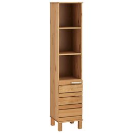 Hochschrank Home Affaire "JOSIE", beige (gelaugt natur), B:30cm H:150cm T:30cm, Massivholz, Schränke, Breite 30 cm, aus Massivholz, verstellbare Einlegeböden, Metallgriffe