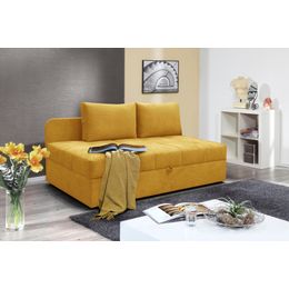 Schlafsofa Alina "Marla", gelb (gelb xbo 5), B:201cm H:73cm T:95cm, Struktur fein XBO (100% Polyester), Sofas, Schlafsofa, inkl. Stauraum und 2 R&uuml;ckenkissen