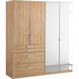 Kleiderschrank Rauch "Harburg Bestseller im Schlafzimmer" Schränke Gr. B/H/T: 181 cm x 197 cm x 54 cm, 4 St., braun (struktureichefarben hell) Schlafzimmerschrank Schrank Garderobe mit Spiegel