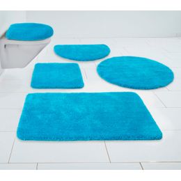 Badematte my home "Madrid" Badematten Gr. rund (Ø 80cm), Polyester, blau (aqua) weiche Haptik, Badteppich, Badematten auch als 3 teiliges Set & rund