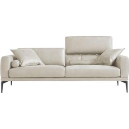 2,5-Sitzer Egoitaliano "Masu, Designsofa mit erstklassigem Sitzkomfort", beige (cremewei&szlig;), B:218cm H:95cm T:97cm, Leder &raquo;BULL&laquo; (echtes Rindsleder). Geschliffenes, pigmentiertes und behandeltes Rindsleder mit einer Dicke von 1, 3-1, 5 mm. Dieses Leder zeigt eine ziemlich weiche Hand mit einem halb undurchsichtigen Aussehen. Es handelt sich um ein gesch&uuml;tztes Leder. Eine leichte Deckschicht sch&uuml;tzt