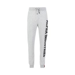 Jogginghose Alpha Industries "Alpha Industries Men - Jogger Big Letters Jogger" Gr. 4 XL, Normalgrößen, grau (grey heather) Herren Hosen