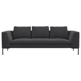 3-Sitzer FLEXLUX "Loano, superbequemer Sitzkomfort durch Kaltschaum im Sitz" Sofas Gr. B/H/T: 238cm x 86cm x 106cm, Lederoptik, grau (shark grau) modernes Sofa, frei im Raum stellbar, lose Kissen