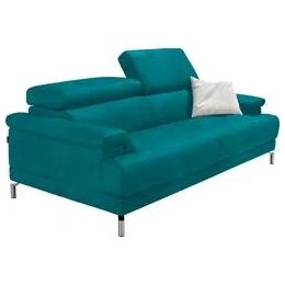 2,5-Sitzer Egoitaliano "Soul, Design und Sitzkomfort auf hohem Niveau, tolle Details", blau (teal), B:200cm H:76cm T:106cm, Sofas, inkl. Kopfteilverstellung für noch mehr Komfort, Designfuß