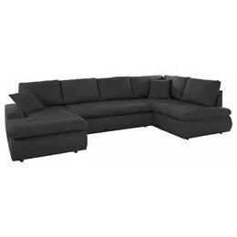 Wohnlandschaft Trendmanufaktur "Indie II, tolle Detailverarbeitung, bequem und komfortabel im Sitz" Sofas Gr. B/H/T: 315cm x 86cm x 179cm, Struktur fein, Recamiere links, ohne Bettfunktion, schwarz wahlweise mit Bettfunktion, U-Form