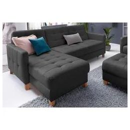 Ecksofa exxpo - SOFA FASHION "Elio, kompakt und komfortabel, bequem zeitloses Design, L-Form" Sofas Gr. B/H/T: 217cm x 84cm x 157cm, Luxus-Kunstleder, Recamiere links, mit Bettfunktion, schwarz wahlweise mit Bettfunktion