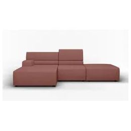 Ecksofa Egoitaliano "Babouche, Designsofa mit außergewöhnlichem Sitzkomfort zum Wohlfühlen" Sofas Gr. B/H/T: 287cm x 80cm x 98cm, Luxus-Microfaser BLUSH, Recamiere links, braun (cedar wood)