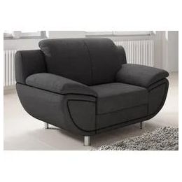 Sessel Trendmanufaktur "Rondo, Loungesessel" Gr. Struktur fein, Ohne Federkern, B/H/T: 121cm x 85cm x 94cm, grau (dunkelgrau) Polstersessel XXL-Sessel Sessel wahlweise mit komfortablem Federkern, extra breiten Armlehnen