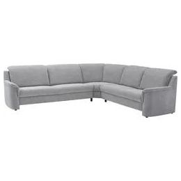 Ecksofa VILLA BECK "Garda L-Form" Sofas Gr. B/H/T: 277cm x 90cm x 91cm, Microfaser-Flock, langer Schenkel rechts, mit Kopfteilverstellung, grau (6 fels) inklusive Kopfteilverstellung, Stellmaß 309x277 cm