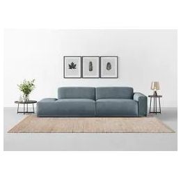 Big-Sofa Trendmanufaktur "Braga, mit hochwertigem Kaltschaum, Megasofa, in Cord erhältlich" Sofas Gr. B/H/T: 277 cm x 72 cm x 107 cm, Struktur weich LENNON, Recamiere links, blau (blue horizon) modernes Big-Sofa, Couch mit hohem Sitzkomfort, 27772107 cm (BHT)