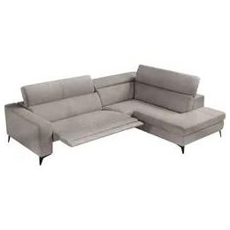 Ecksofa Egoitaliano "Edith, Designsofa mit hohem Sitzkomfort, L-Form" Sofas Gr. B/H/T: 269cm x 96cm x 203cm, Luxus-Microfaser Lederoptik, Ottomane rechts, grau (opal grau) inkl. elektrischer Relaxfunktion und manuell verstellbaren Kopfteilen