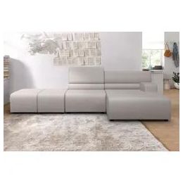 Ecksofa Egoitaliano "Babouche, Designsofa mit außergewöhnlichem Sitzkomfort zum Wohlfühlen" Sofas Gr. B/H/T: 384cm x 80cm x 98cm, Leder BULL, Recamiere rechts, grau (stone)