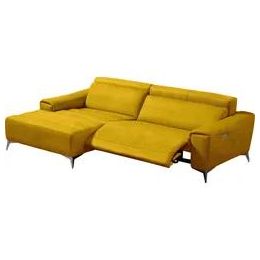 Ecksofa Egoitaliano "Suzette, Designsofa mit hohem Sitzkomfort" Sofas Gr. B/H/T: 266cm x 95cm x 163cm, Luxus-Microfaser Lederoptik, Recamiere links, mit Relaxfunktion, gelb mit Recamiere, inkl. 1 elektronischen Relaxfunktion, L-Form