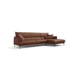 Ecksofa Egoitaliano "FUNNY, hochwertiges und aktuelles Design, bequeme Rückenlehne" Sofas Gr. B/H/T: 265 cm x 90 cm x 225 cm, Leder, Recamiere rechts, braun (erdbraun) hochwertiger Sitzkomfort, L-Form