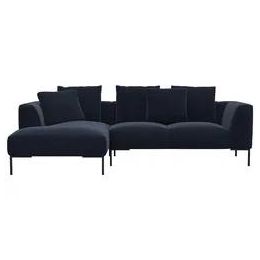 Ecksofa FLEXLUX "Sava" Sofas Gr. B/H/T: 294cm x 94cm x 166cm, Velvet, Chaiselongue links, blau (royal blau) Taschenferderkern-Sitz mit Kaltschaum, lose Rücken- & Dekokissen