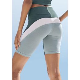 active by Lascana LASCANA ACTIVE Radlerhose '-Sporthose' grün Gr. M (40/42) für Damen. Mit Logodruck. Figurbetont. Nachhaltig.