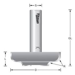 Abplattfräser HW S=12mm D=50mm GL=55mm R=6mm