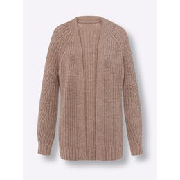 Heine Witt Damen Strickjacke in Ripp-Optik, beige-meliert, Gr&ouml;&szlig;e 36
