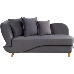 Beliani Chaiselongue Linksseitig Dunkelgrau Samtstoff mit Bettkasten Dekokissen Modern Récamiere Liegesofa Sitzmöbel Wohnzimmer Jugendzimmer