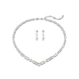 Ohrring und Ketten Set Swarovski "Mesmera, 5674306" Schmuck-Sets silberfarben (metallfarben, kristallweiß, kristallweiß) Damen mit funkelnden Swarovski Zirkonia (synth.)