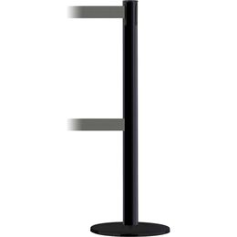 Tensator Gurtabsperrpfosten Advance Dualline, Bandauszug 2300 mm, Pfosten schwarz, Gurt grau
