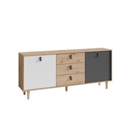 ByLiving Sideboard BILL, Breite 180 cm, Artisan Eiche (Eiche-Optik)/anthrazit