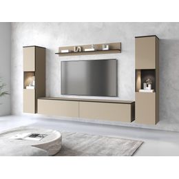 Wohnwand Inosign "PARIS" Kastenmöbel-Sets Gr. B/H/T: 260 cm x 130 cm x 33 cm, beige (congo, congo) TV-Wand 260cm breite, grifflose Design, stehend und hängend montierbar