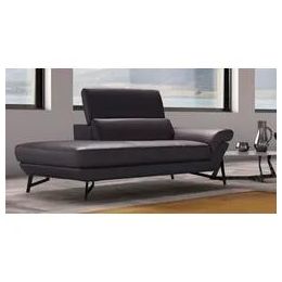 Ottomane Egoitaliano "Narcisa, Designsofa" Sofas Gr. B/H/T: 174cm x 96cm x 110cm, Leder BULL, Ottomane links, schwarz mit verstellbarer Kopfstütze, Solitärmöbel als Blickfang