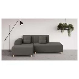 Ecksofa Inosign "Suyala" Sofas Gr. B/H/T: 258cm x 85cm x 168cm, Struktur, Recamiere links, ohne Hocker, grau (anthrazit) L-Form mit Hocker