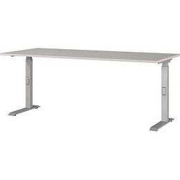 Germania DOWNEY höhenverstellbarer Schreibtisch kaschmir rechteckig, C-Fuß-Gestell silber 180,0 x 80,0 cm