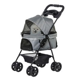 PawHut Hundewagen Pet Stroller für kleine Hunde Haustierwagen Oxford Grau