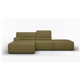 Ecksofa Egoitaliano "Babouche, Designsofa mit außergewöhnlichem Sitzkomfort zum Wohlfühlen" Sofas Gr. B/H/T: 287cm x 80cm x 98cm, Luxus-Microfaser Lederoptik, Recamiere links, grün (pistazie)