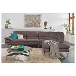 Ecksofa Calia italia "Dave, italienisches Designsofa L-Form, erstklassiger Sitzkomfort" Sofas Gr. B/H/T: 297 cm x 87 cm x 97 cm, Leder BULL, Ottomane rechts, braun (espresso) Ottomane wahlweise links oder rechts, in zwei tollen Lederqualitäten