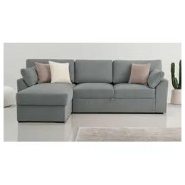 Ecksofa Home Affaire "Citry Schlafsofa" Sofas Gr. B/H/T: 246cm x 88cm x 156cm, Chenille, Recamiere links, grau Breite 246 cm, Chenille, Bettfunktion, Bettkasten, L-Form