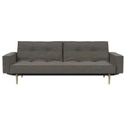 Sofa INNOVATION LIVING TM "Splitback" Sofas Gr. B/H/T: 242cm x 79cm x 100cm, Webstoff fein FLASHTEX, grau (darkgrey) mit Armlehne und hellen Styletto Beinen, in skandinavischen Design