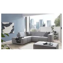 Ecksofa Trendmanufaktur "Dice, aktuelles Design, L-Form, mit komfortabler" Sofas Gr. B/H/T: 275cm x 77cm x 220cm, Struktur grob, Ottomane links, 275cm x 220cm (BxT) mit Sitztiefenverstellung, grau (falcon) Sitztiefenverstellung und Kaltschaumpolsterung toller Sitzkomfort