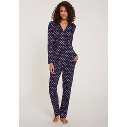 s.Oliver Pyjama blau Gr. 32/34 für Damen. Mit V-Ausschnitt. Bequem