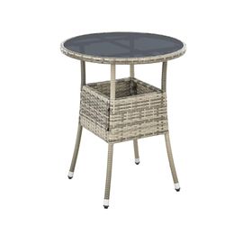 Juskys Polyrattan Gartentisch Yoro rund - wetterfest Outdoor Beistelltisch &Oslash; 60 cm - Grau