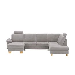 meinSofa Wohnlandschaft Leder Samu ¦ grau ¦ Maße (cm): B: 316 H: 90 T