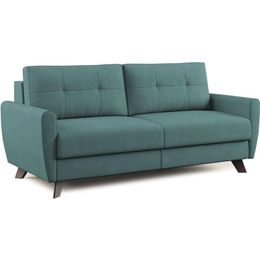 Divani.store - Callisto Schlafsofa aus weichem, wasserfestem Stoff T02 168 cm (mat. 120x197) petrol - petrolio