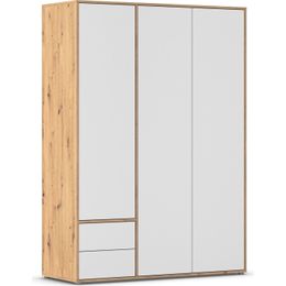 Drehtürenschrank Rauch "Kleiderschrank Schrank Garderobe Wäscheschrank NABILA viel Stauraum" Schränke Gr. B/H/T: 140 cm x 194 cm x 53 cm, 3 St., weiß (eiche artisan, alpinweiß) mit 2 Schubladen und Push-to-Open Funktion TOPSELLER MADE IN GERMANY