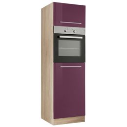 Backofen/Kühlumbauschrank KOCHSTATION "KS-Eton" Schränke Gr. B/H/T: 60 cm x 200 cm x 60 cm, 2 St., lila (aubergine hochglanz) Backofenumbauschrank Umbauschrank Kühlschrankumbauschrank