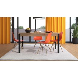 Esstisch Home Affaire "Vandea 160 cm, modernes Design, rechteckig" Tische Gr. B/H/T: 160cm x 77cm x 80cm, Einlegeplatte, Artisan Eiche, braun (artisan eiche + schwarz artisan eiche) Verlängerbar durch Einlegeplatte, max. Breite 200 cm