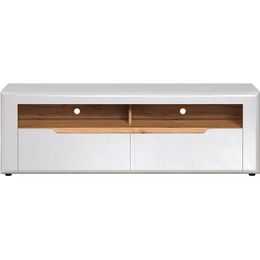 TV-Schrank Inosign "Graz" Schränke Gr. B/H/T: 150 cm x 50 cm x 39 cm, weiß (weiß mit eiche) Grifflos