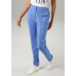 Jerseyhose Aniston CASUAL Gr. 38, N-Gr, blau Damen Hosen mit Biesen verziert