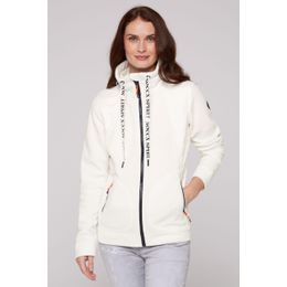 Fleecejacke SOCCX Gr. M, weiß, Damen, Material Oberstoff + Einsatz: 100% Polyester, bestickt, Jacken, mit Stehkragen